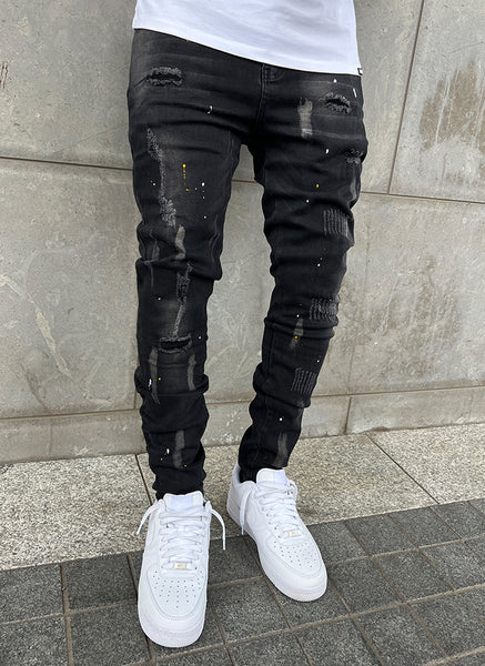 Black holey jeans store