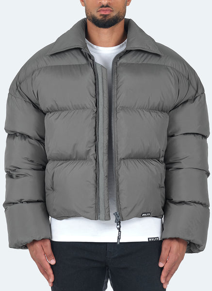 NVLTY - Vintage Zipper Collar Puffer Jacket - Grey – N V L T Y